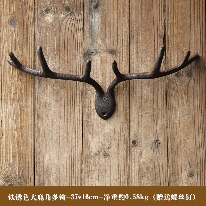 Чугунные крючки для одежды в форме рогов оленя 37x16cm