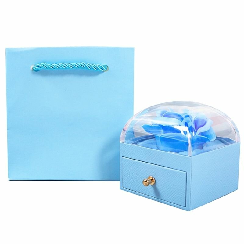 Коробка Для Колец В Виде Цветка Макарон-Синяя