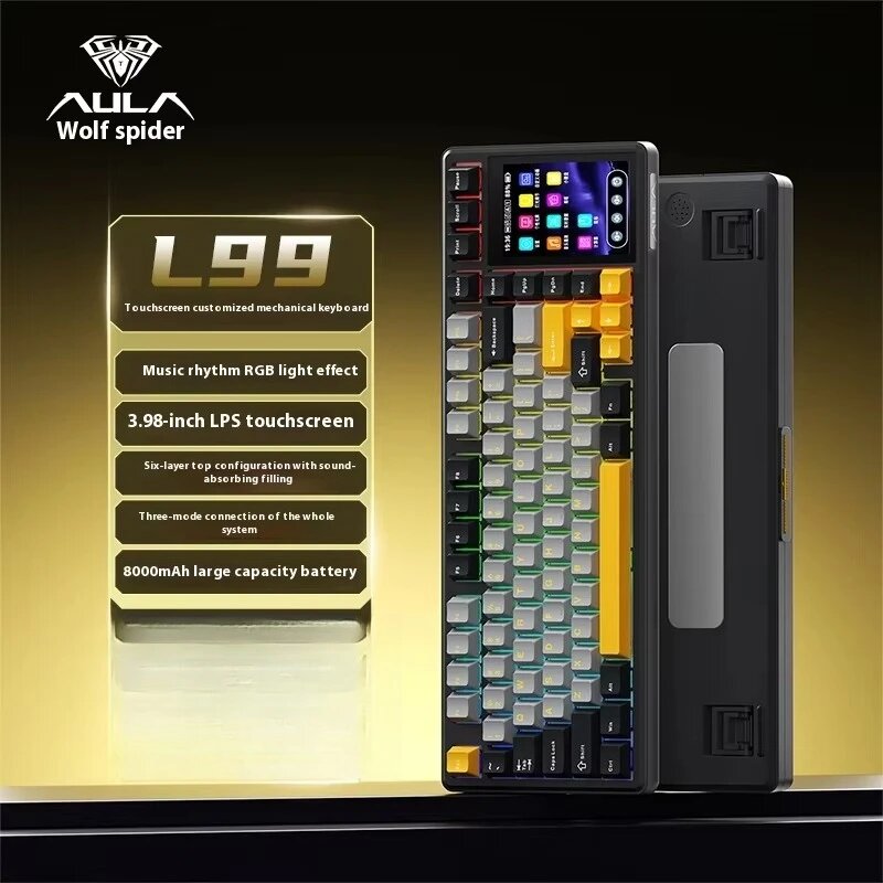 AULA L99 Беспроводная механическая клавиатура с экраном Black-Rain Listening