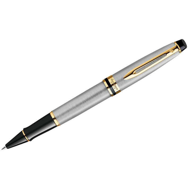 Ручка-роллер Waterman "Expert Stainless Steel GT" черная, 0,8мм, подарочная упаковка, 180938