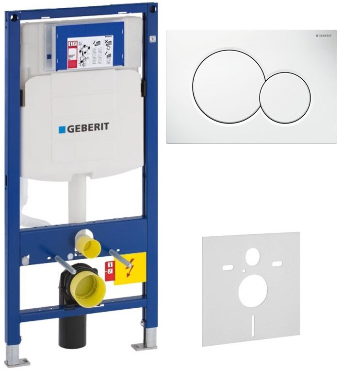Система инсталляции для унитазов Geberit Duofix UP320 111.300.00.5 с белой кнопкой смыва, шумоизоляц