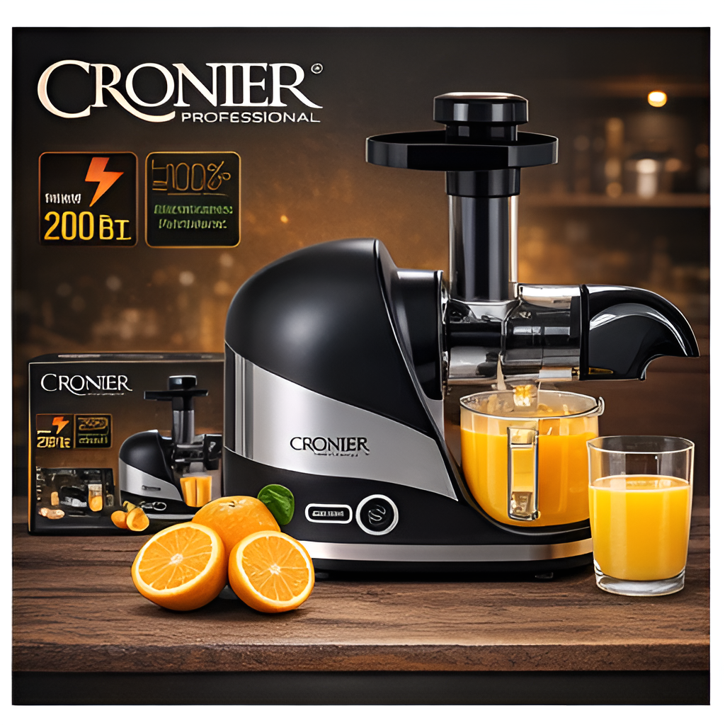 Шнековая соковыжималка Cronier Professional для фруктов и овощей с тихим мотором