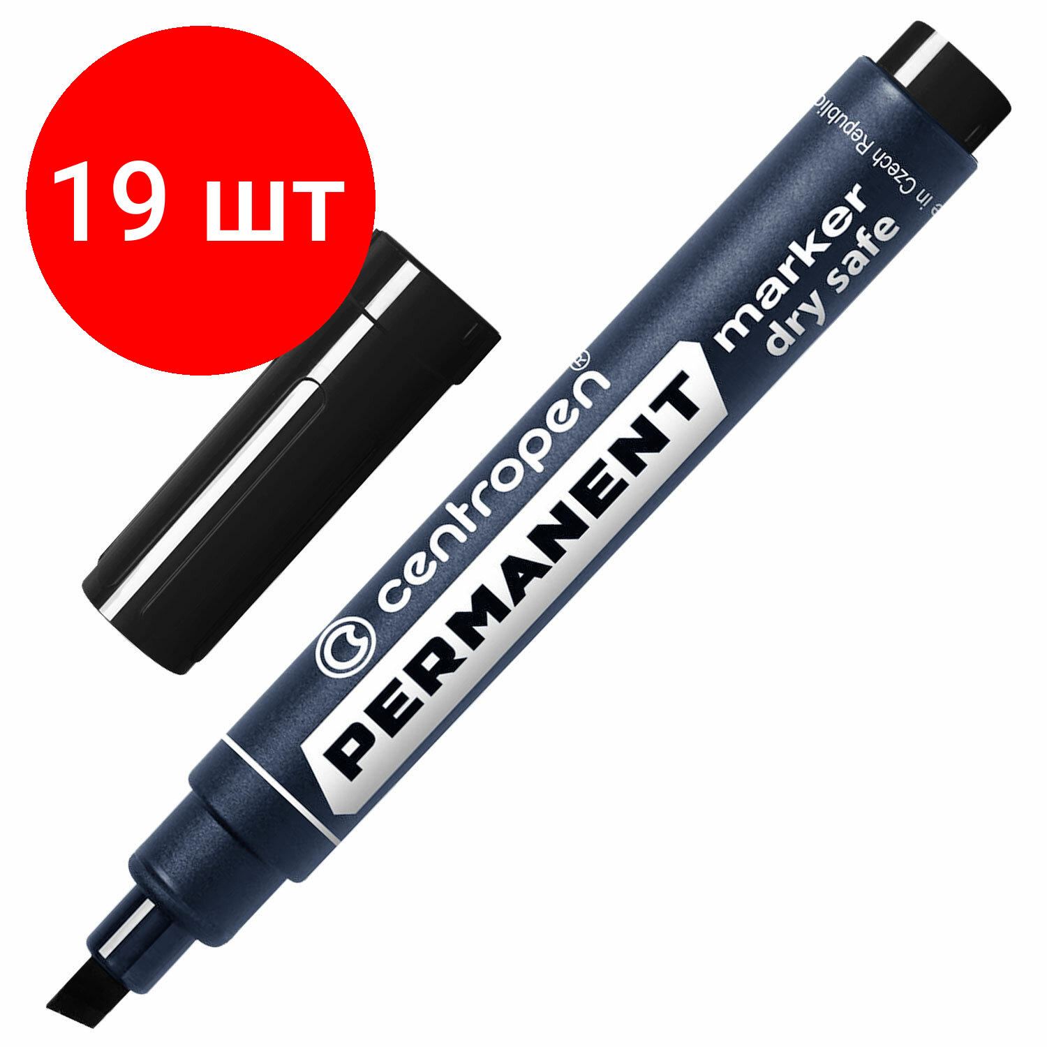 Комплект 19 шт, Маркер перманентный CENTROPEN 8516, черный, скошенный наконечник, 2-5 мм, 5 8516 0112