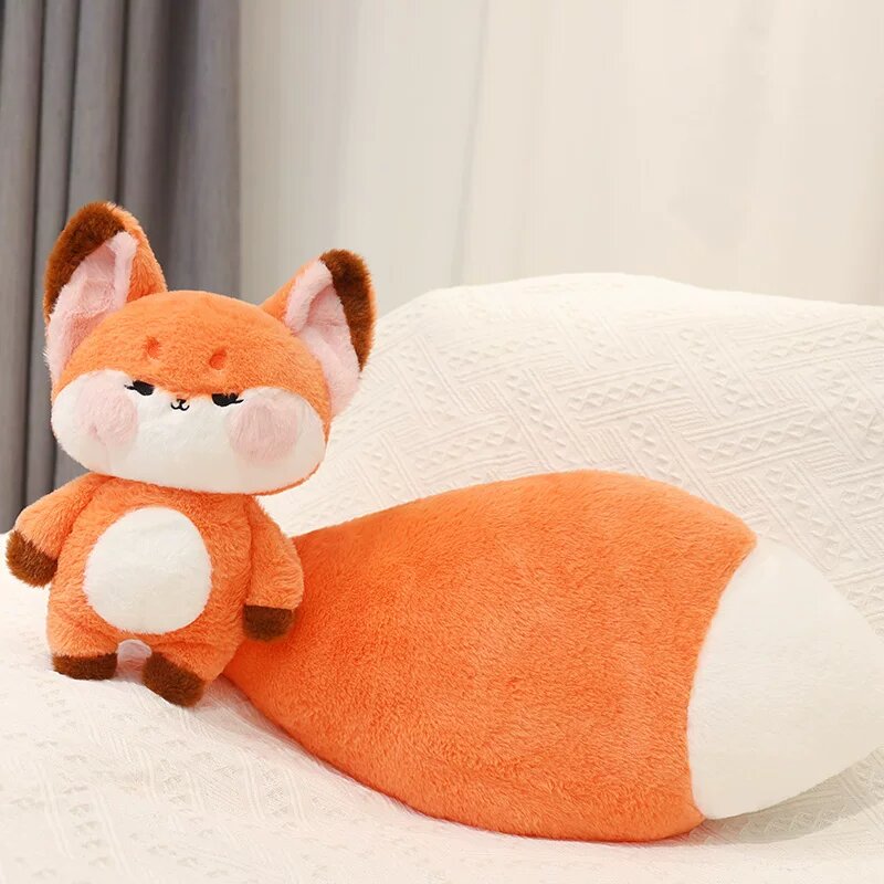 Плюшевая подушка в виде лисы с большим хвостом для девочек, милая мягкая игрушка, кукла в подарок на День святого
