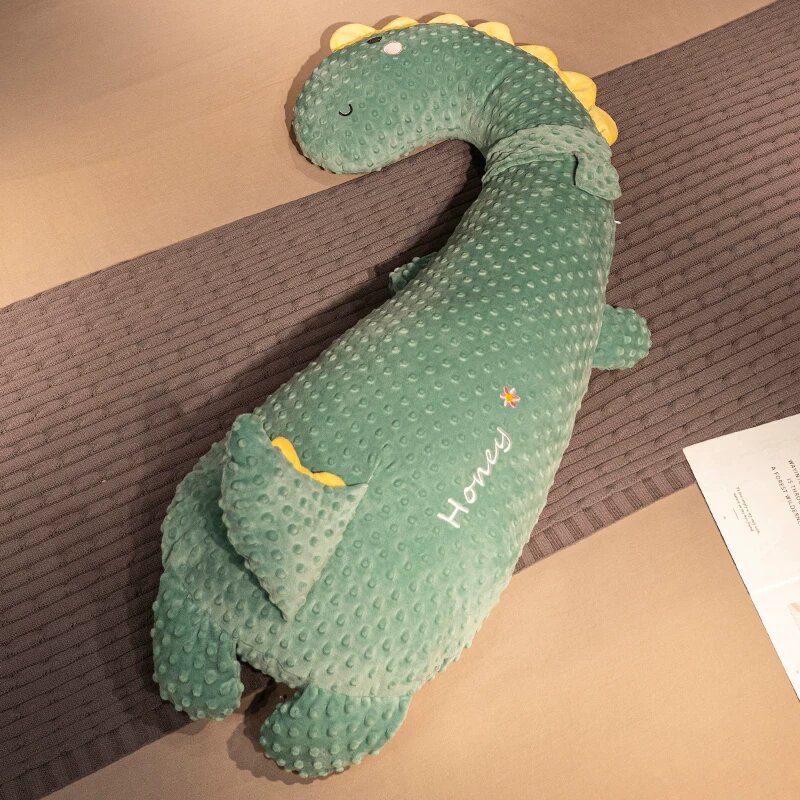 Плюшевая игрушка-подушка класса А из вельвета «Белый гусь» для девочек, длинная подушка-капибара для сна Динозавр