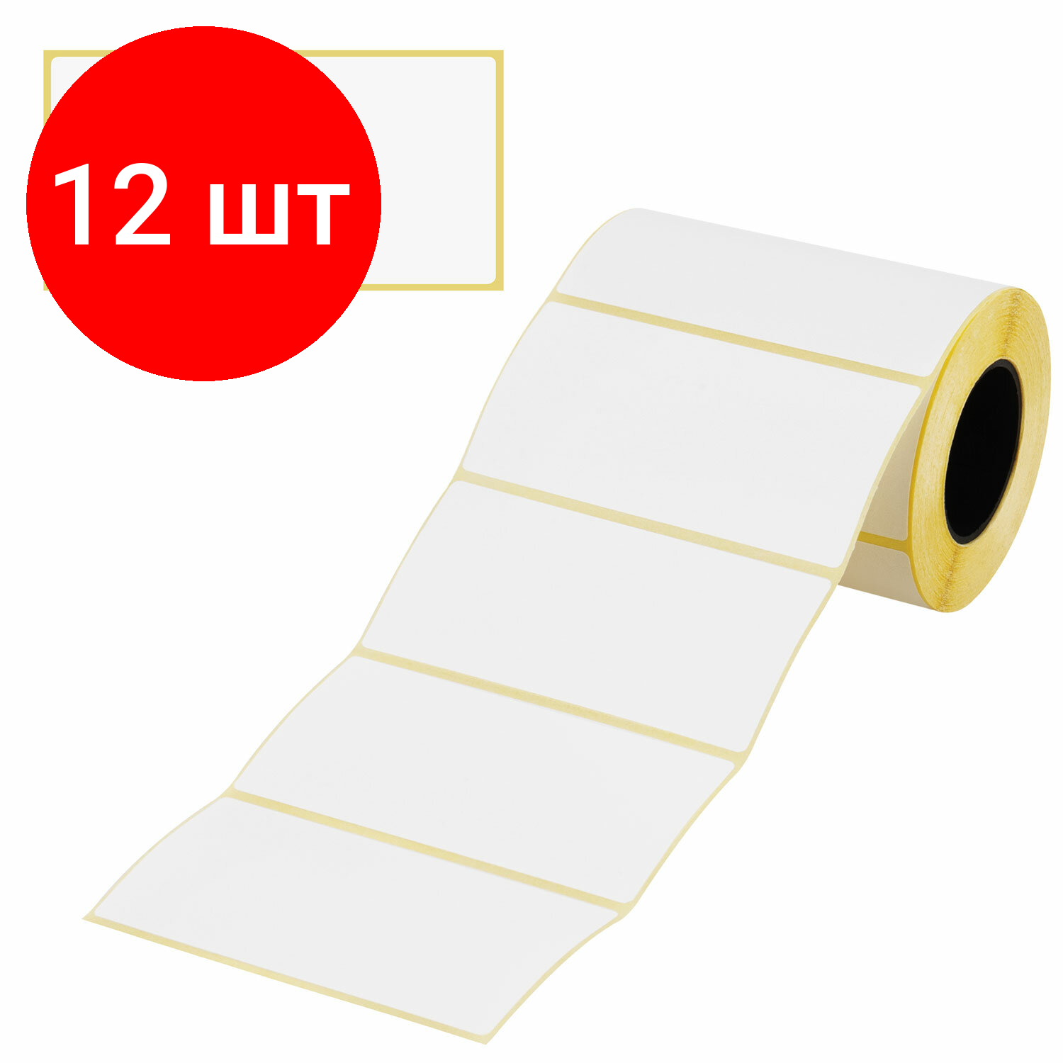 Комплект 12 шт, Этикетка ТермоЭко (100х50 мм), 500 этикеток в ролике, светостойкость до 2 месяцев, 115618