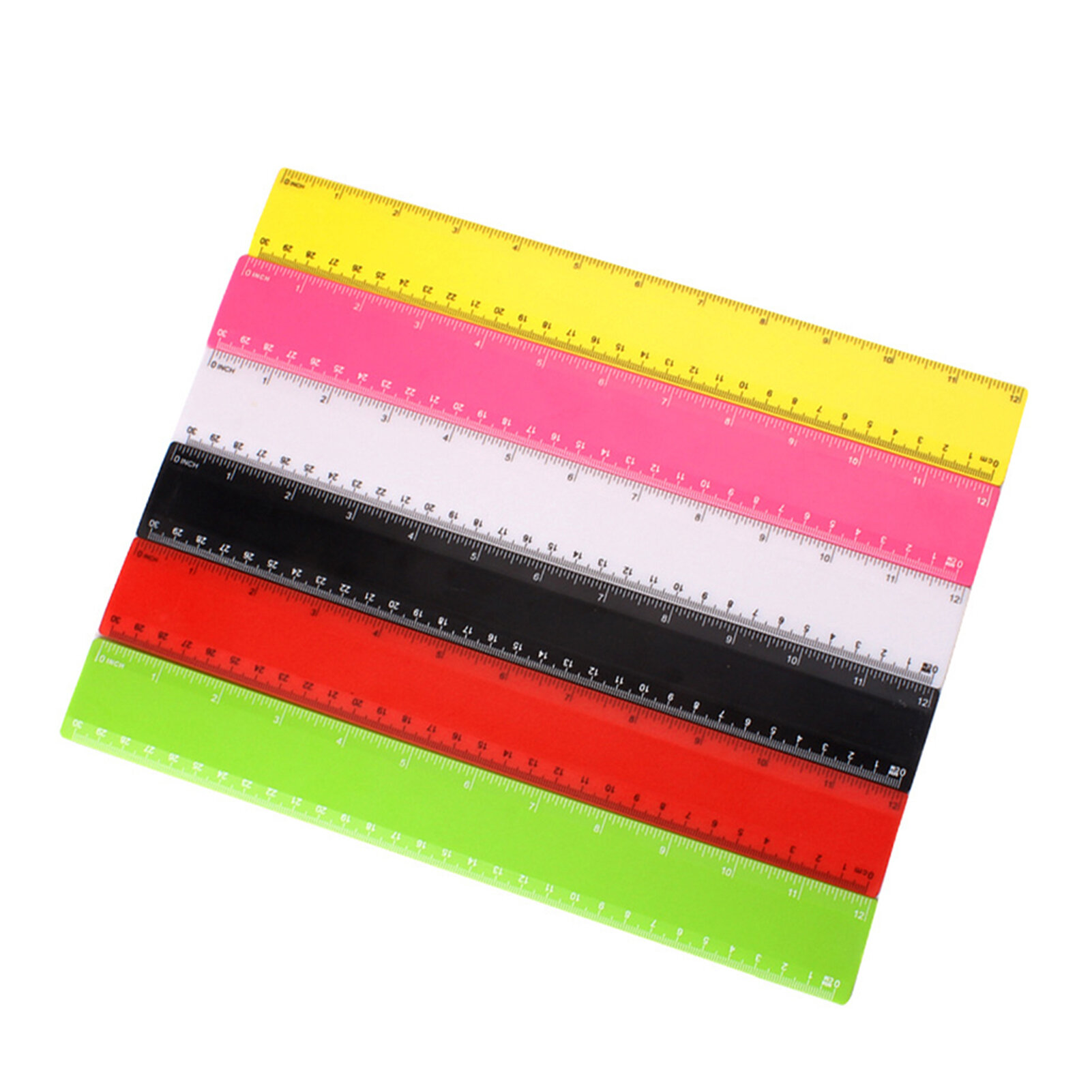 1pc Линейка Пластиковая 30cm/12 Inch Простой Стиль Прямая Линейка Инструмент Для Измерения Для Учеников Школа Офис Канцелярские Товары Случайный Цвет