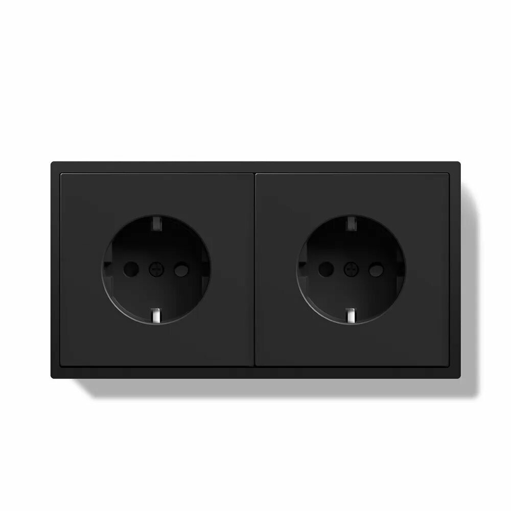 Встроенная Розетка BSEED двойная 2 пост, Настенный розетка с когтями,16А 250В, PC рамка Черная
