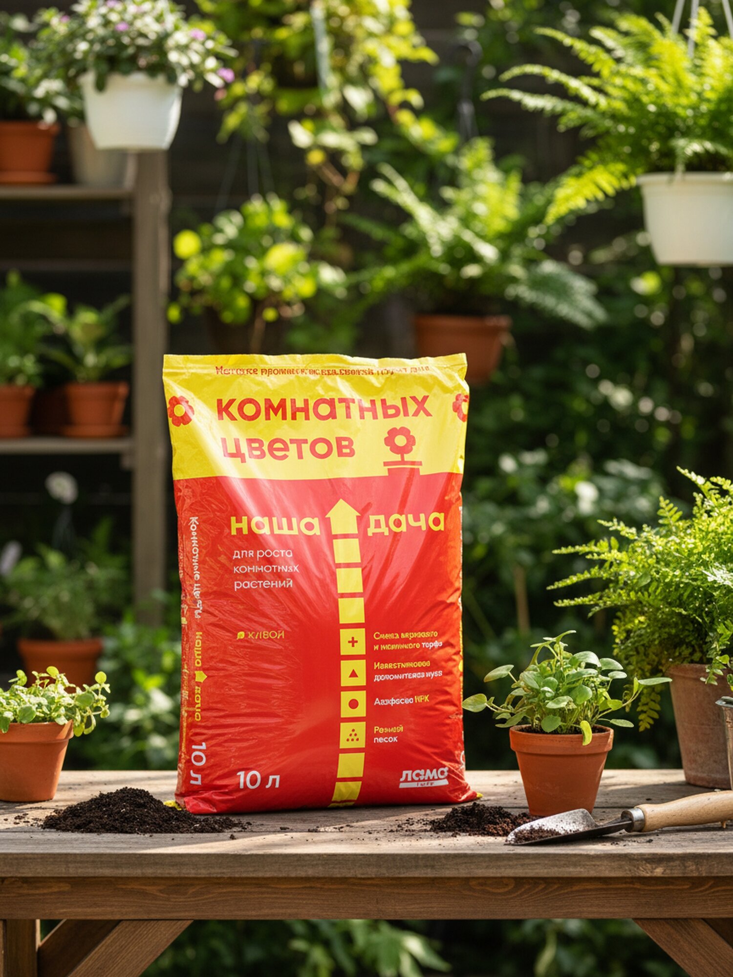 Питательный грунт Наша Дача 10 л: почвогрунт, торф, песок. Субстрат комнатным цветам, домашним растениям, рассаде.