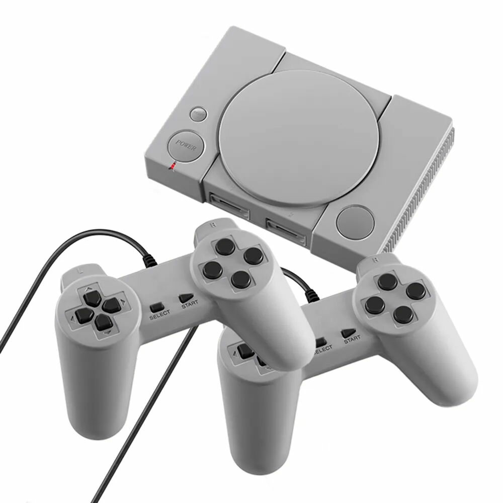 Мини-игровая консоль PS1. Два игровых контроллера поддерживают двух игроков.