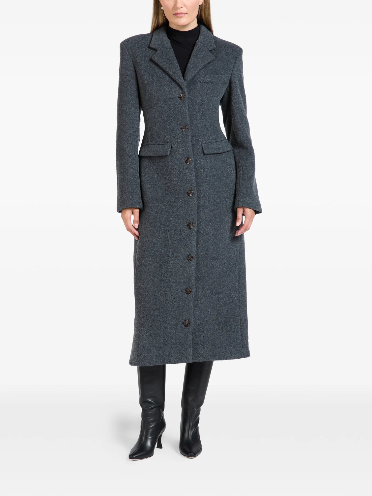 Пальто FLORENCE & FORTITUDE Buttoned notched coat, размер 8, серый — фото 1