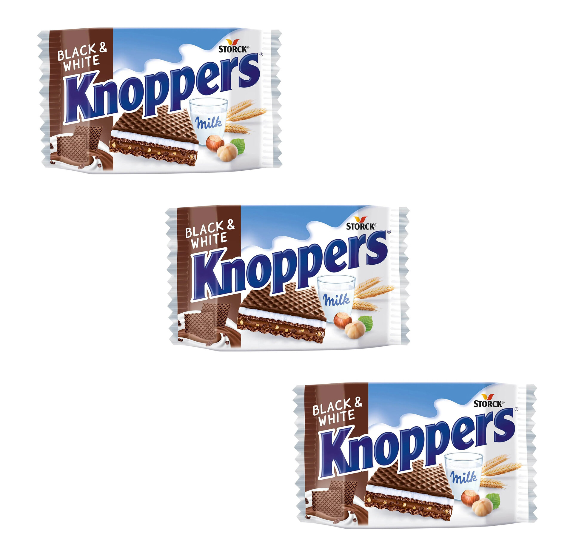 Вафельное печенье Storck Knoppers Black & White (Европа), 3 шт. по 25 грамм