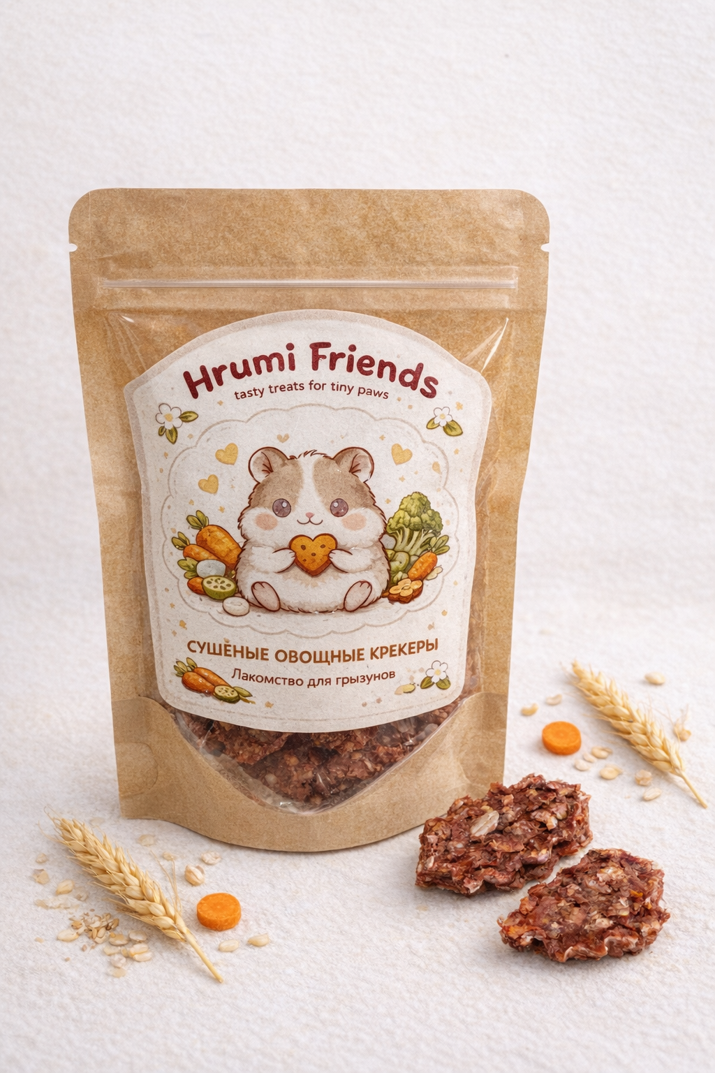 Лакомства Крекеры для грызунов морковка Hrumi Friends натурально