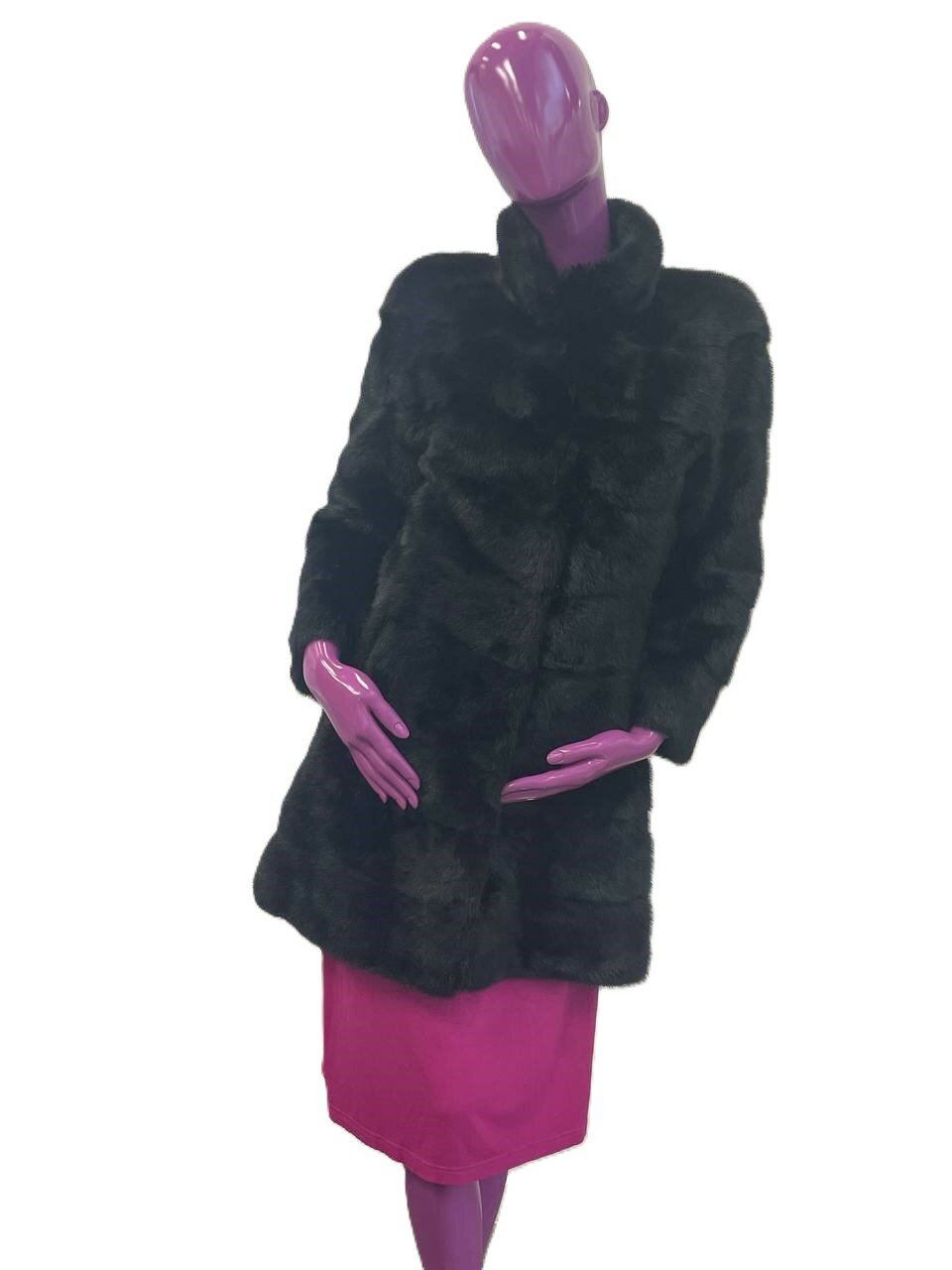 Шуба норковая, чёрная, р. 44