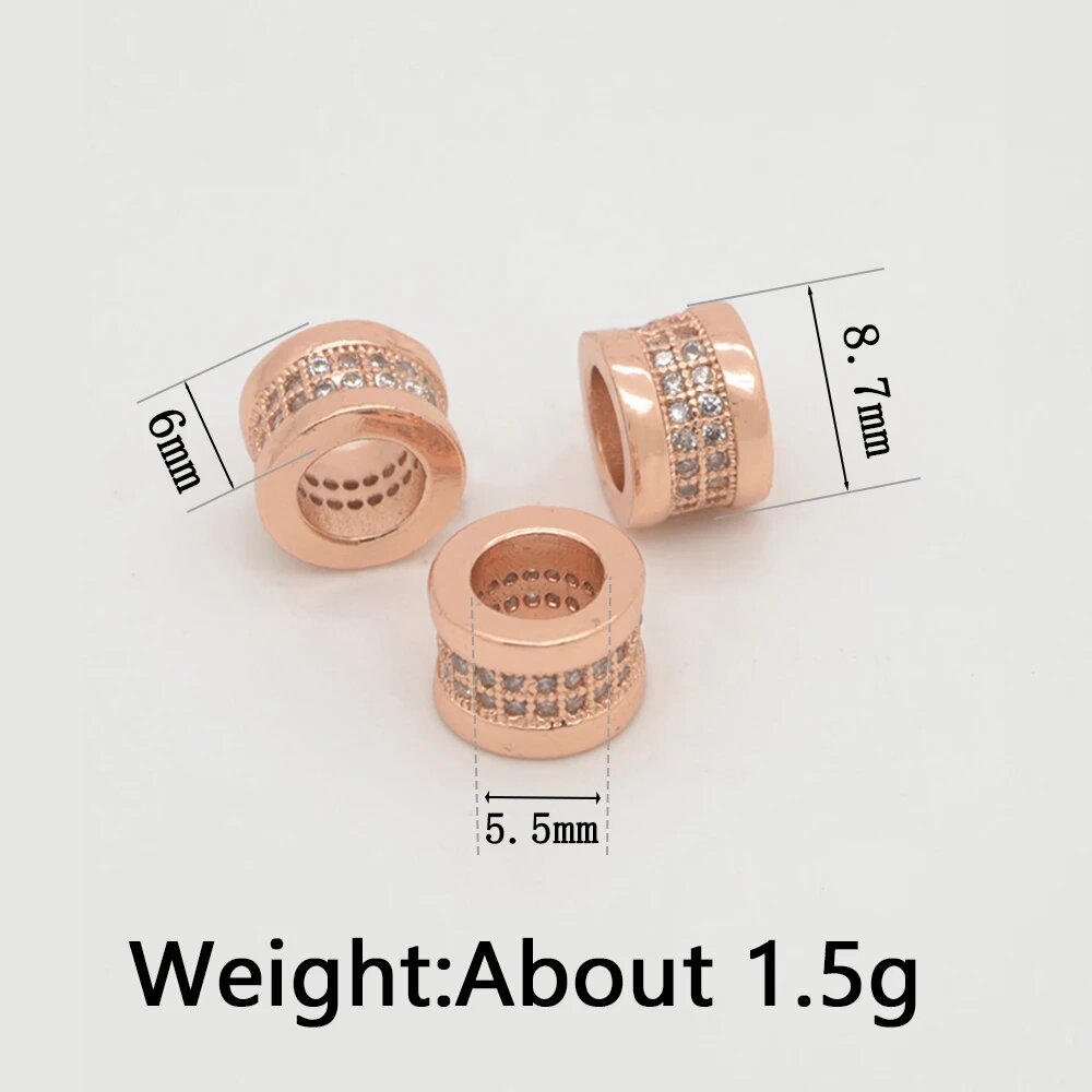 Цилиндрические проставочные бусины из меди LJRIVER Розовый, YZZ-D0057-Rose Gold
