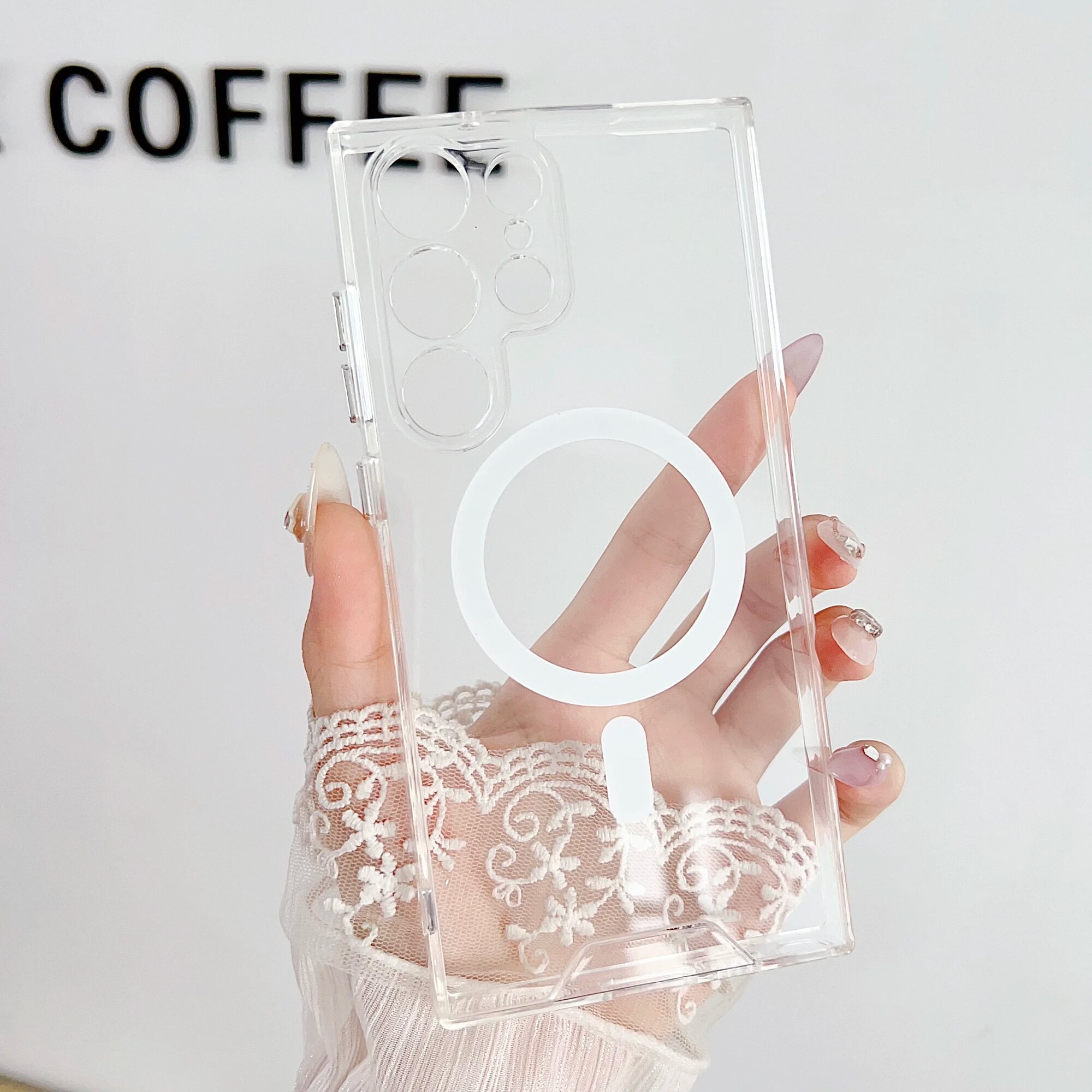 Оригинальный магнитный чехол для телефона Magsafe для Samsung Galaxy S25 S24 Ultra S23 S22 S21 S20 Plus, прозрачный чехол, аксессуары