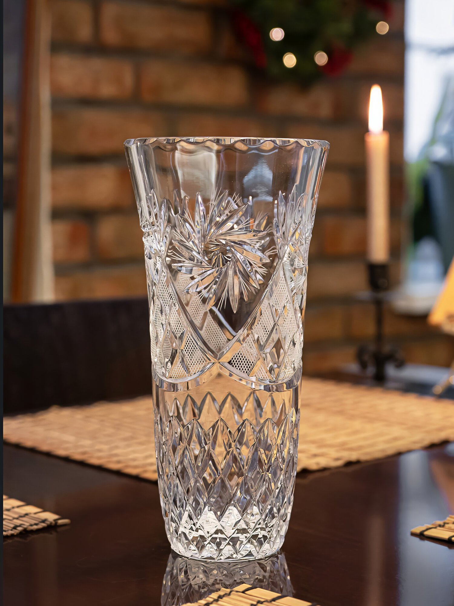 Ваза хрустальная для цветов / букета / декора и интерьера дома, высота 26 см, Неман 1000/1, 5341/2