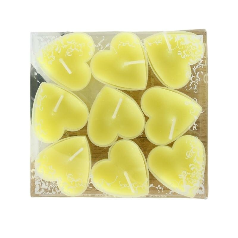 Новогодние свечи-таблетки 9 шт, разные цвета, Желтый