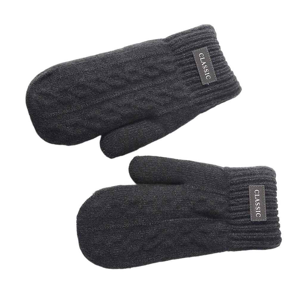 Двухслойные зимние перчатки, мужские вязаные из смеси акрила, Прочные, мягкие и теплые