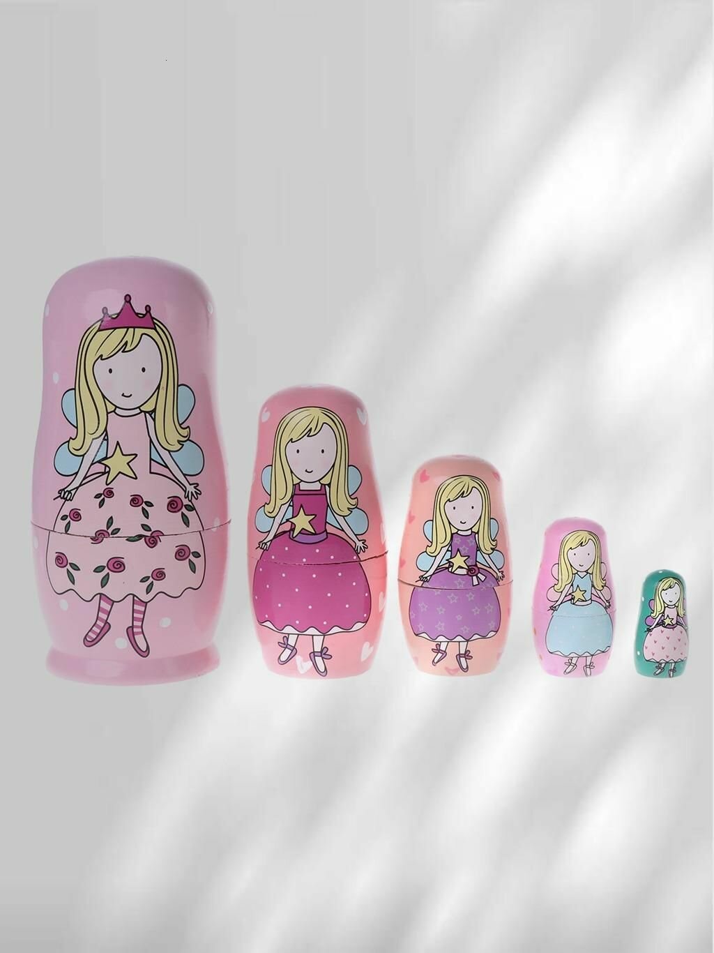 Деревянные вкладывающиеся куклы, Розовый