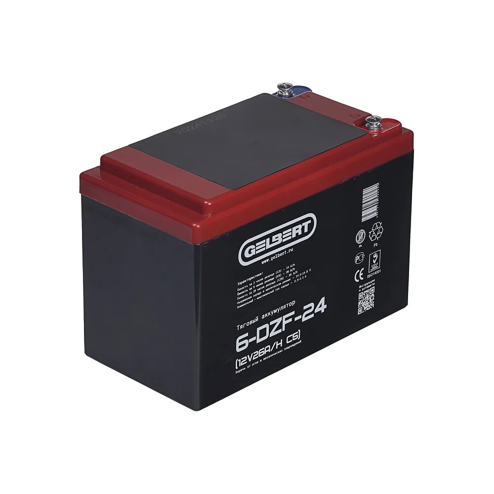 Тяговый аккумулятор GELBERT 6-DZF-24 (12V26A/H C5) 0000040