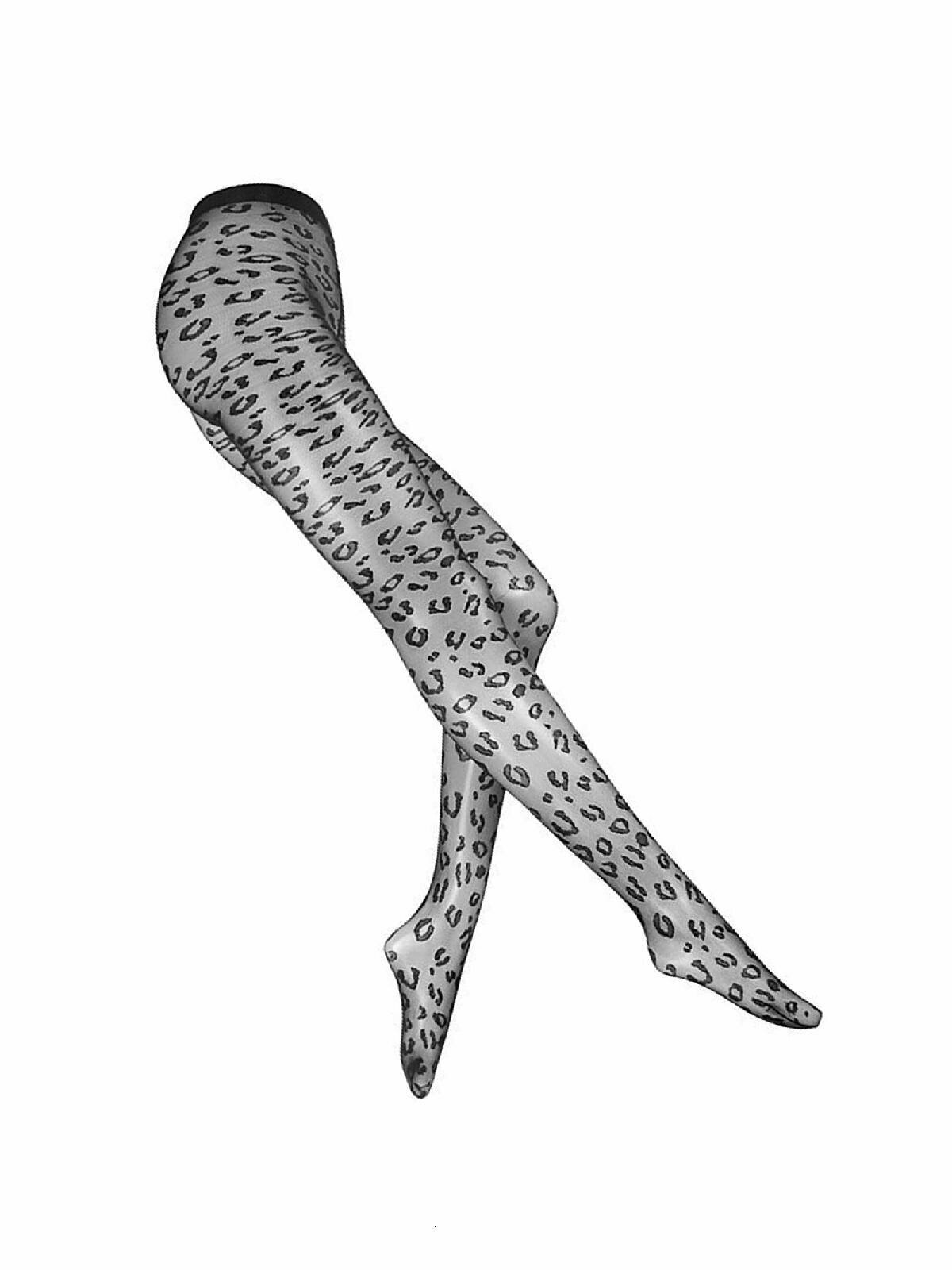 Леопардовые колготки из тонкого шелка, Черный