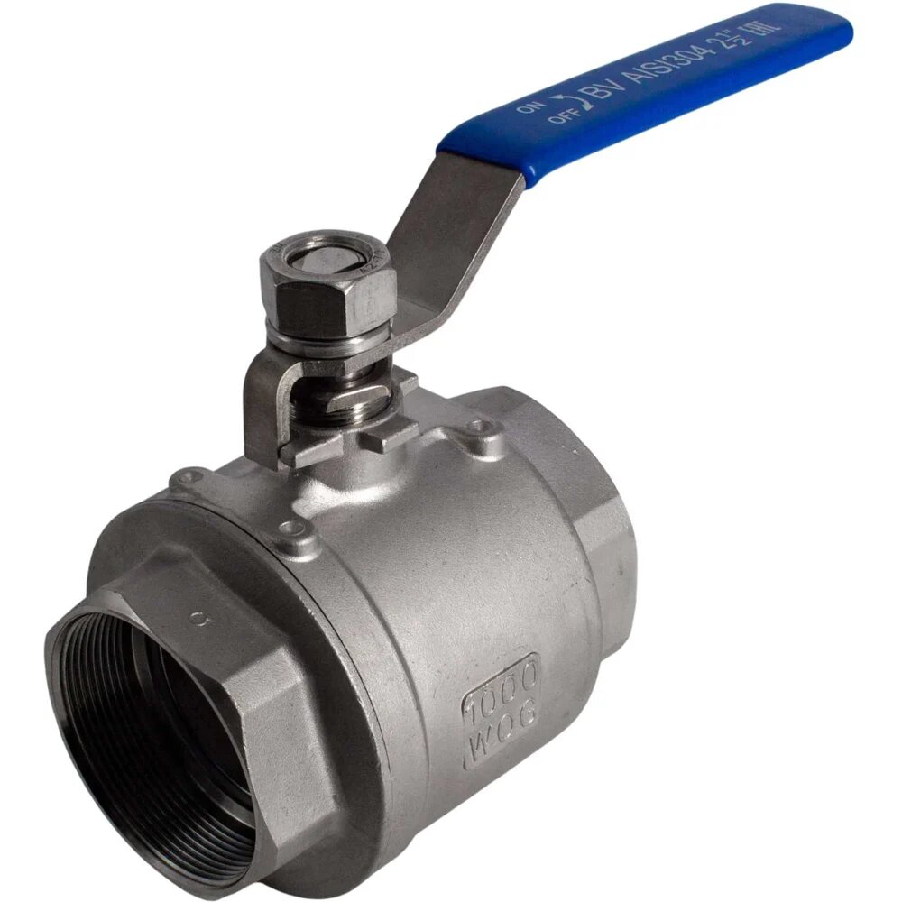 Кран шаровый муфтовый двусоставной нержавеющий NEWKEY (2PC) AISI304 DN65 (2_1/2"), (CF8), PN25 NK-BML65/4