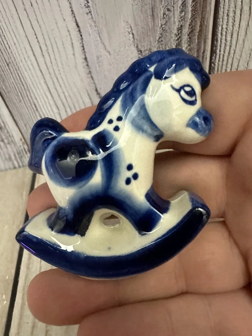 Статуэтка Лошадка качелька Гжель Фарфор винтажная Авторская