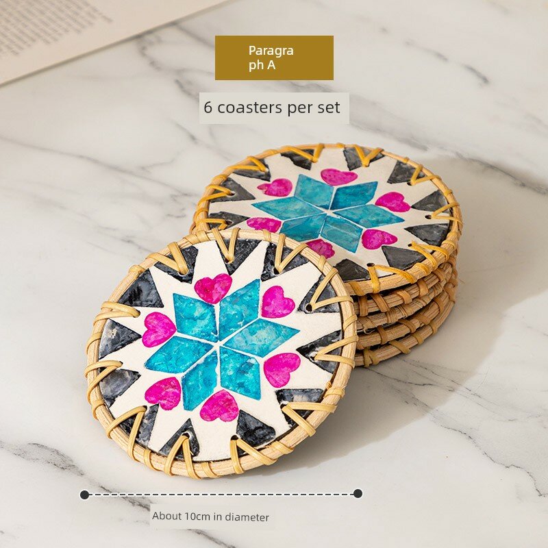 Набор подставок из ракушек A-стиля (6 шт.) - Защита от тепла, столик для кофе, чая и обеда