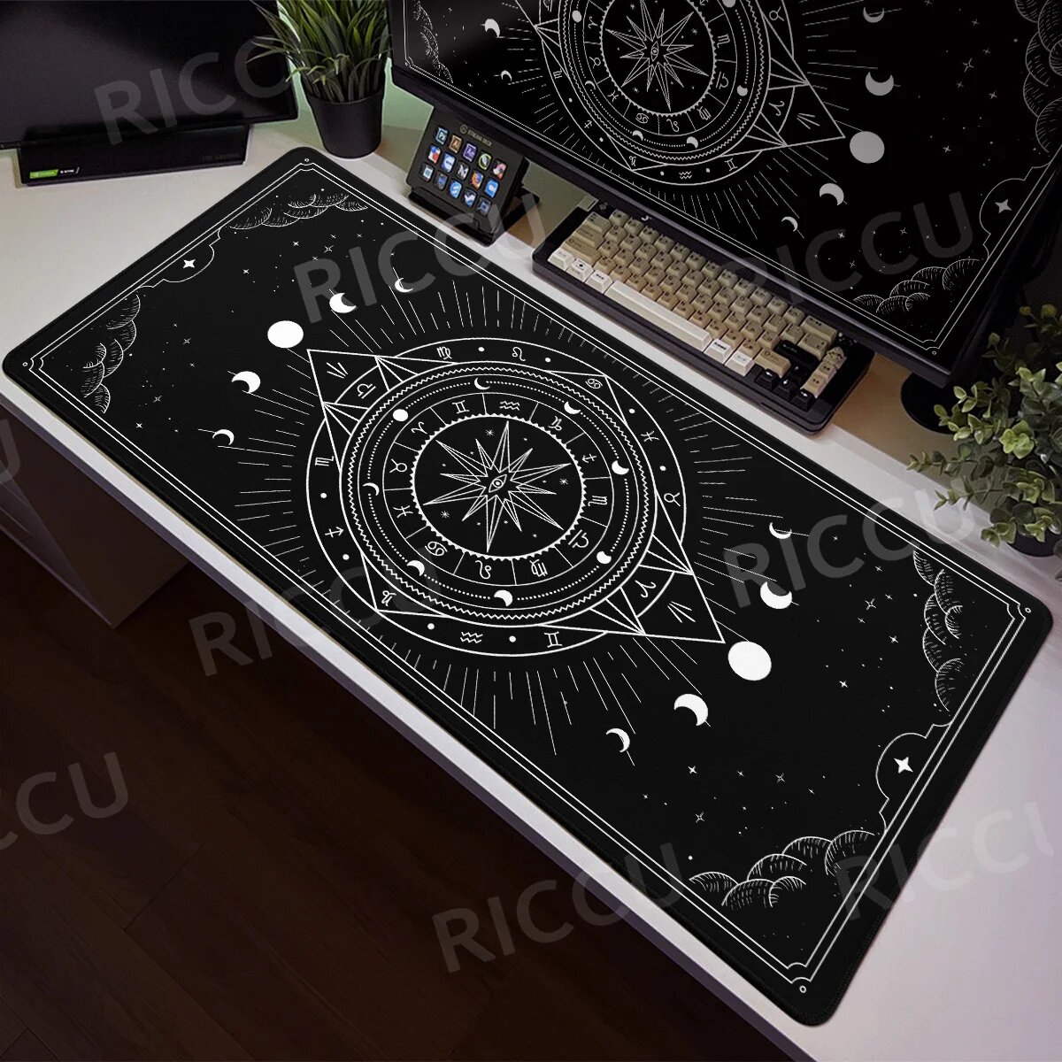 Art Magic Tarot Card Коврик для мыши HD Черный ПК Gamer Moon Constellation Настольный коврик XXL Kawaii Аксессуары Большой ковер Настройка для домашнего офиса