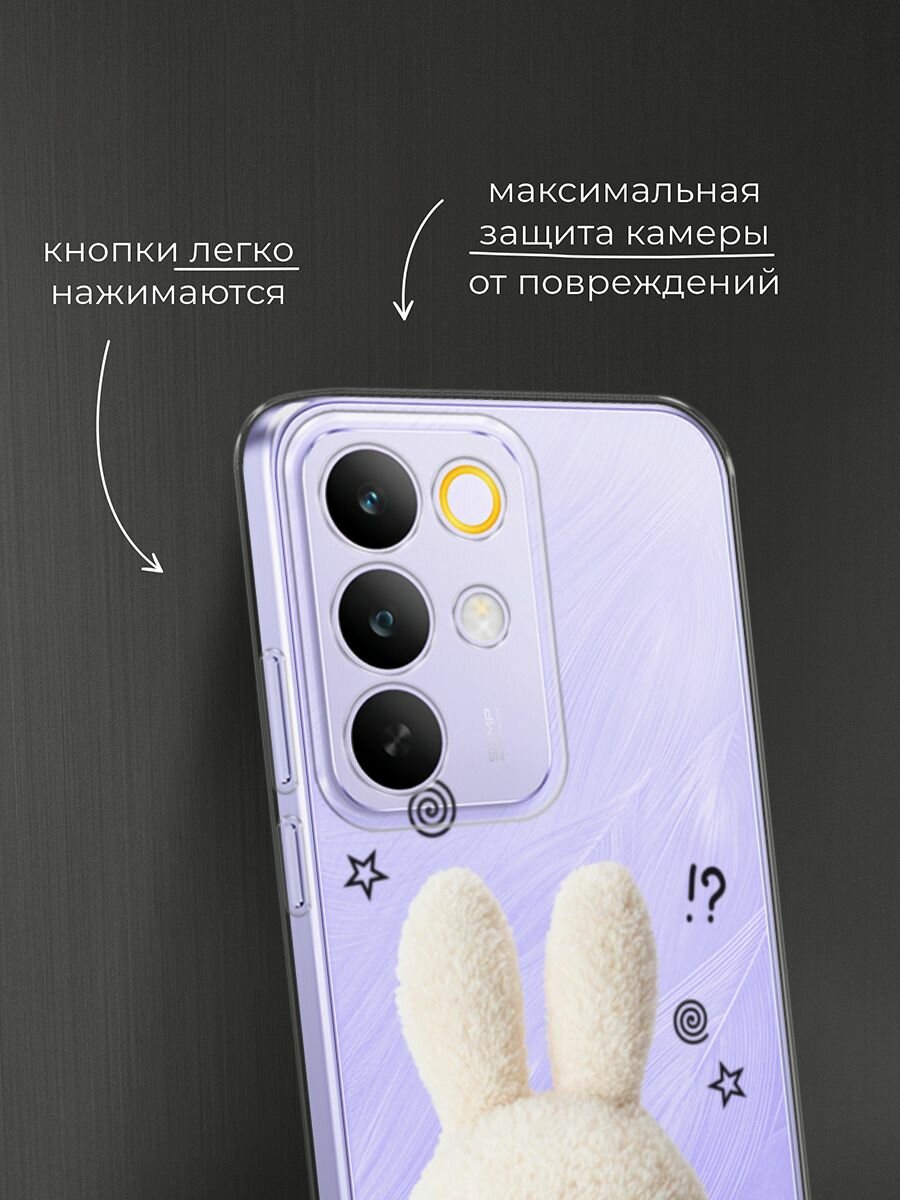 Чехол на Realme C85 Pro / Реалми C85 Про с принтом Плюшевый зайка, прозрачный — фото 1