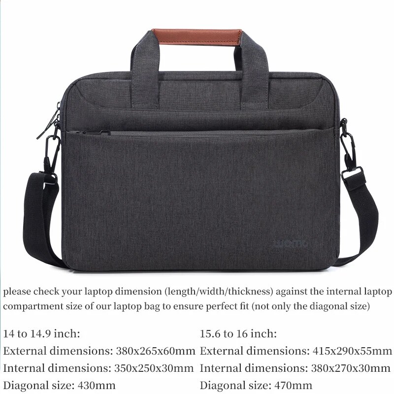 Сумка через плечо для ноутбука 14-16 дюймов 14 to 14.9 inch, Deep Gray