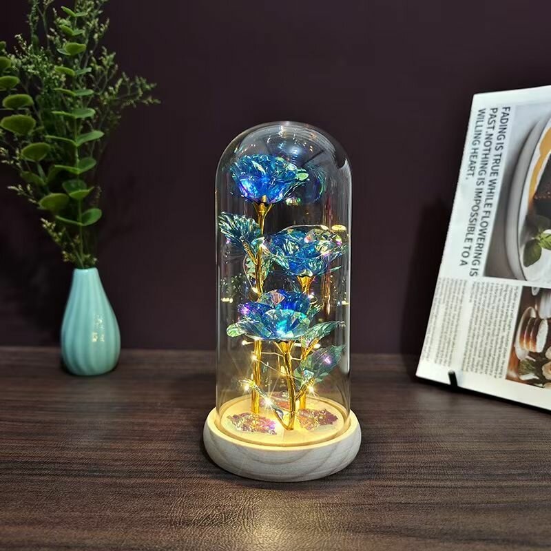 Вечная роза в колбе с подсветкой, ночник, светильник, подарок на свадьбу или годовщину свадьбы, девушке, любимой жене