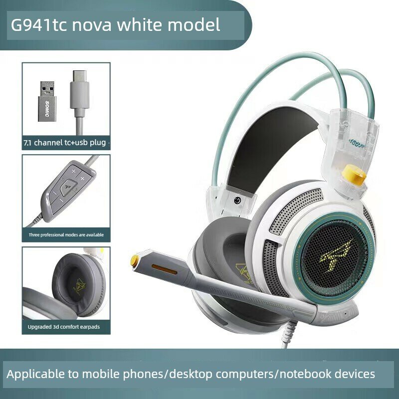 Геймпад SOMIC G941 с 3.5 мм/Type-C/USB-поддержкой и звездно-белым цветом