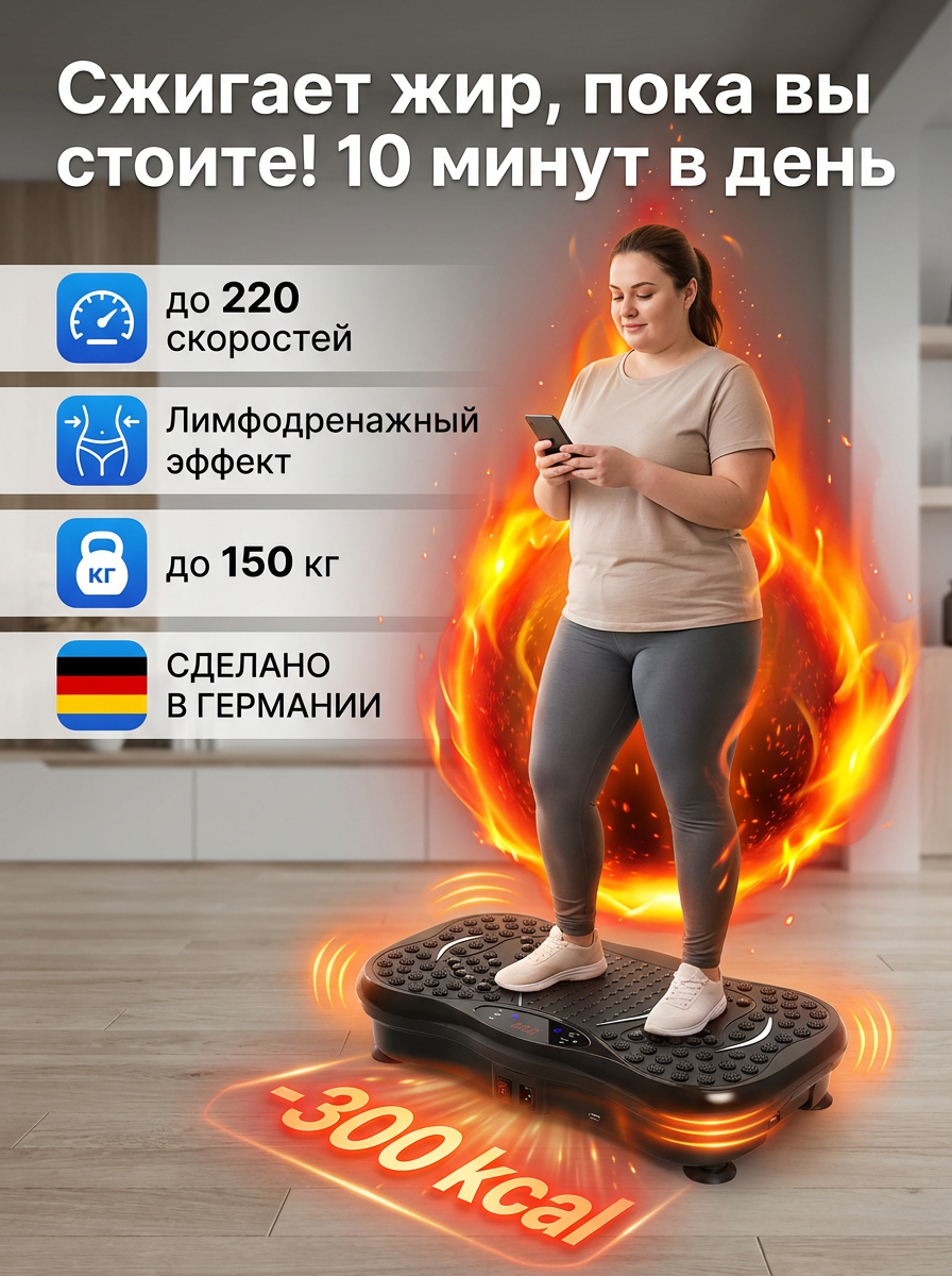 Виброплатформа для похудения 150 кг тренажер кардио степпер, пульт, чёрный, с Bluetooth