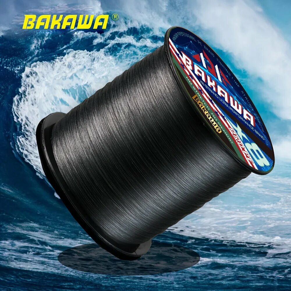 BAKAWA 8-прядная плетеная леска из полиэтилена 500 м 22-90 Черный, 500M-0.14MM-22LB-0.8, X8 Black