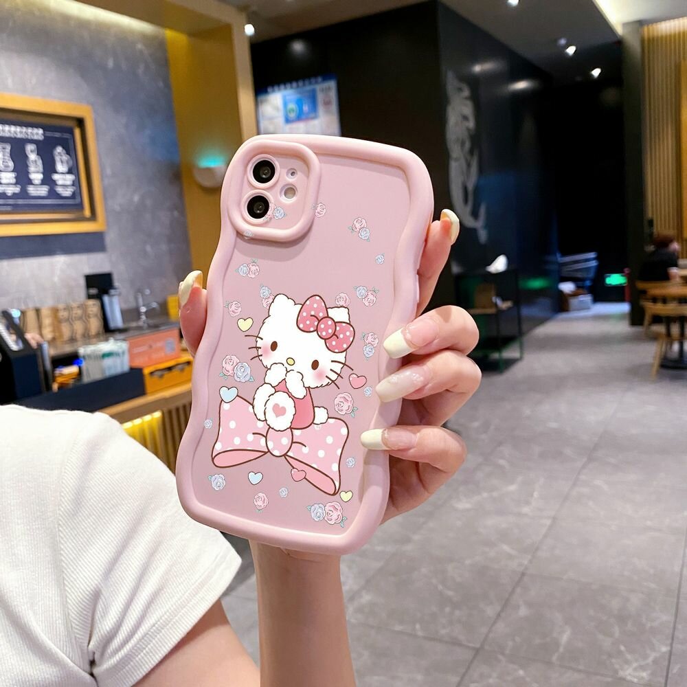 Чехол на Самсунг галакси Samsung A07 Милый милый привет Китти "Hello Kitty" Корпус телефона с волновой рамкой защищен от сбрасывания
