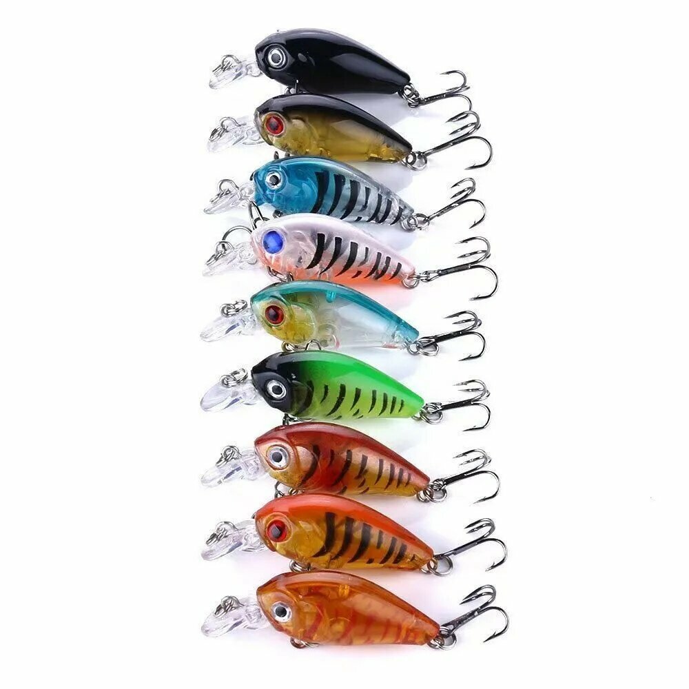 9 шт. Микро Кренкбейты CR0002A-I Плавающие рыболовные приманки Topwater Hard Wobbler Mini Bait 4,5 см-3,5 г