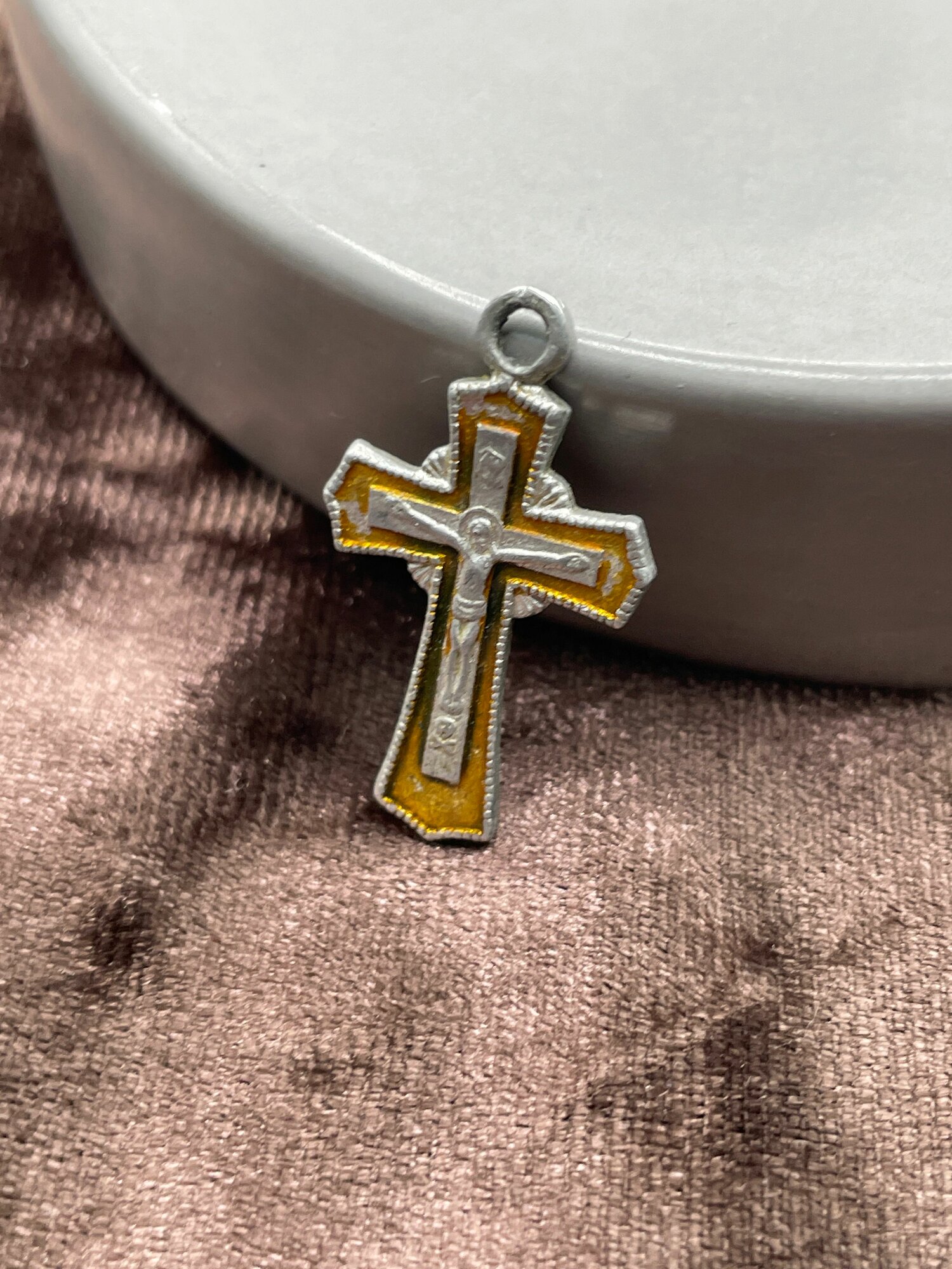 Винтажный нательный крест крестик, кулон, серебрение