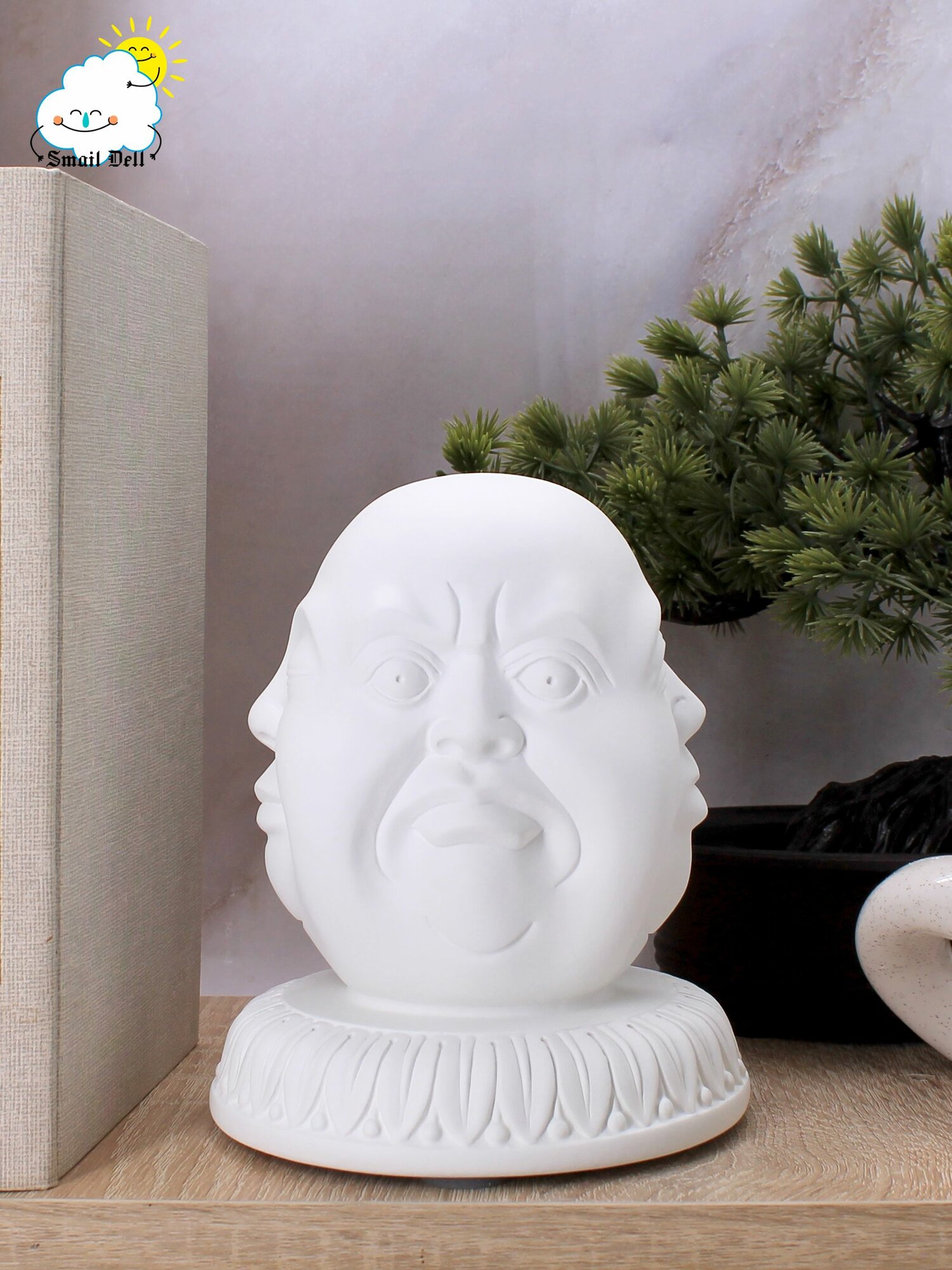 Статуэтка Многоликий Будда , 15 см , гипс , цвет белый матовый