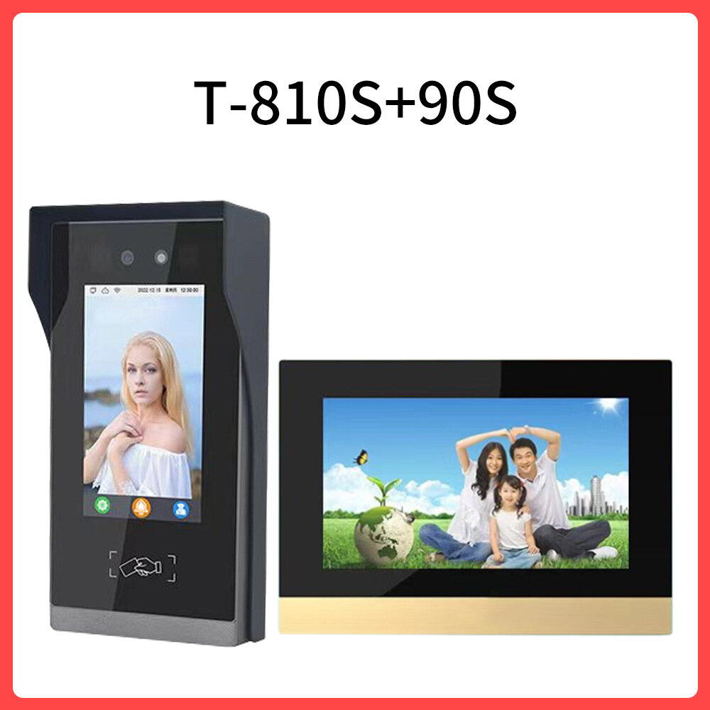 Видеодомофон с распознаванием лиц Haibao City 90-S, система контроля доступа для виллы, 7inch LCD внутренних блоков