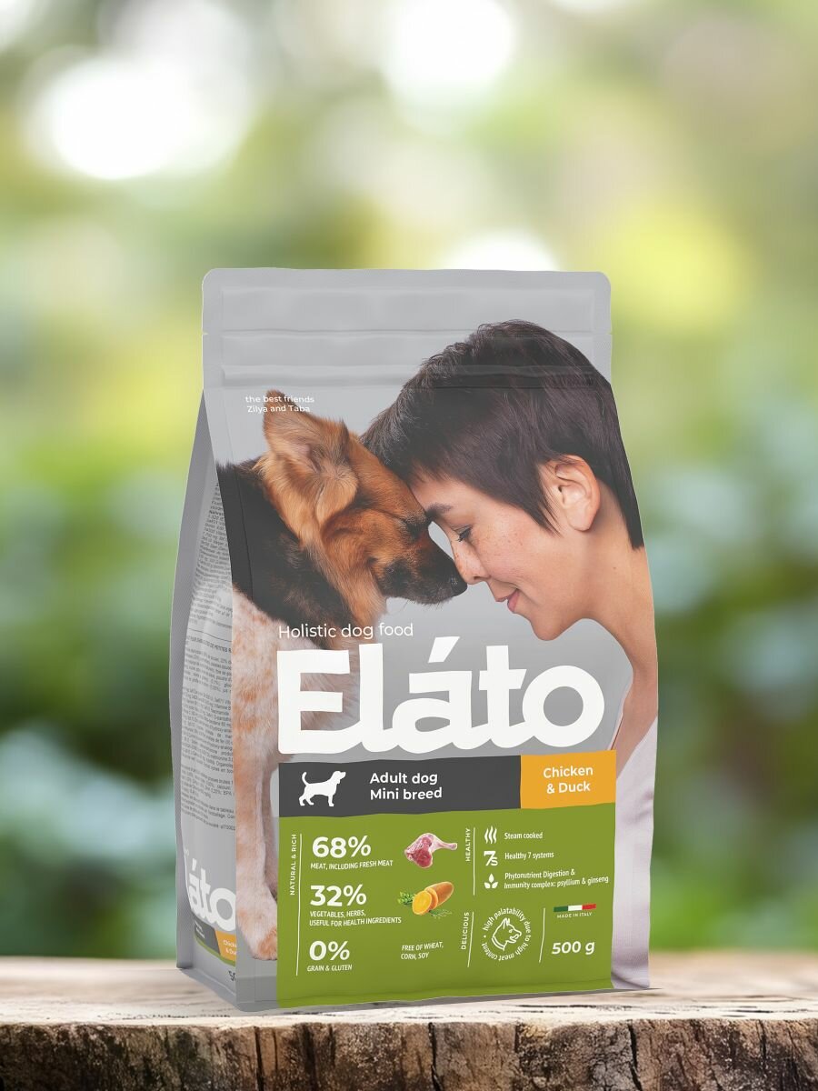 Корм Elato для собак мелких пород Курица и Утка 500г