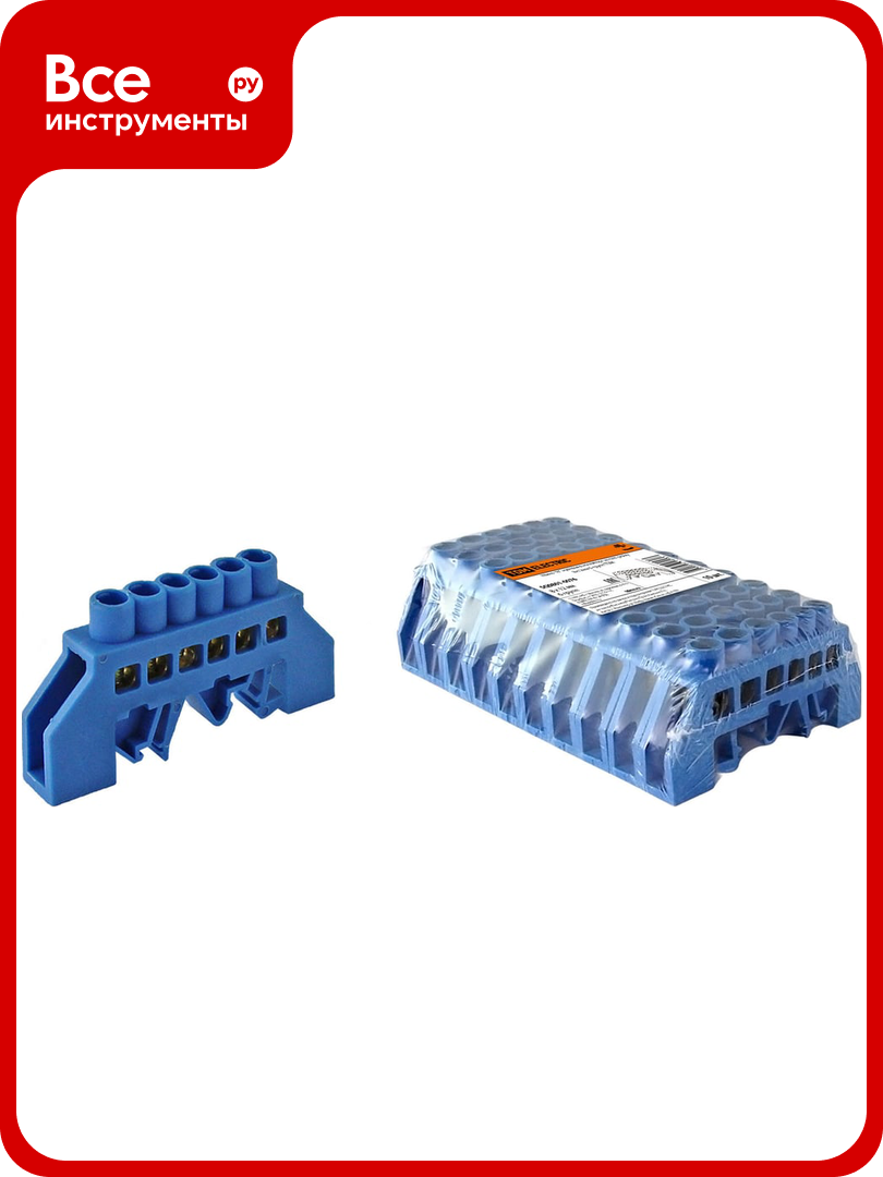 Шина TDM ELECTRIC "N" нулевая, в изоляторе, на DIN-рейку, 8x12мм, 6 групп,