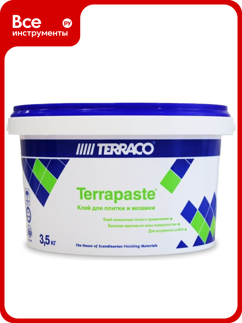 Клей для плитки на акриловой основе TERRACO террапастe класс C0, 3.5 кг 6511035