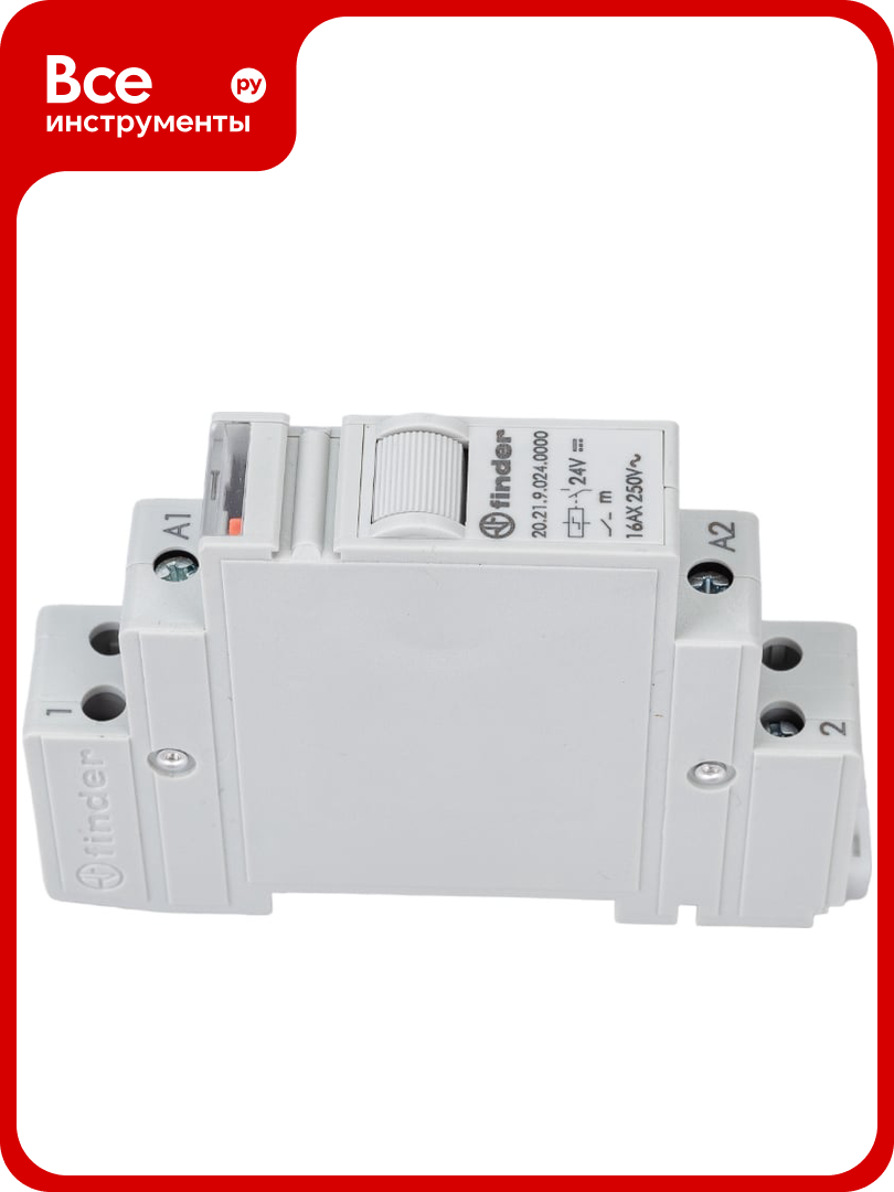 Модульное импульсное реле Finder, 1НО контакт 16А= 24В DC; - AgSnO2, 202190244000