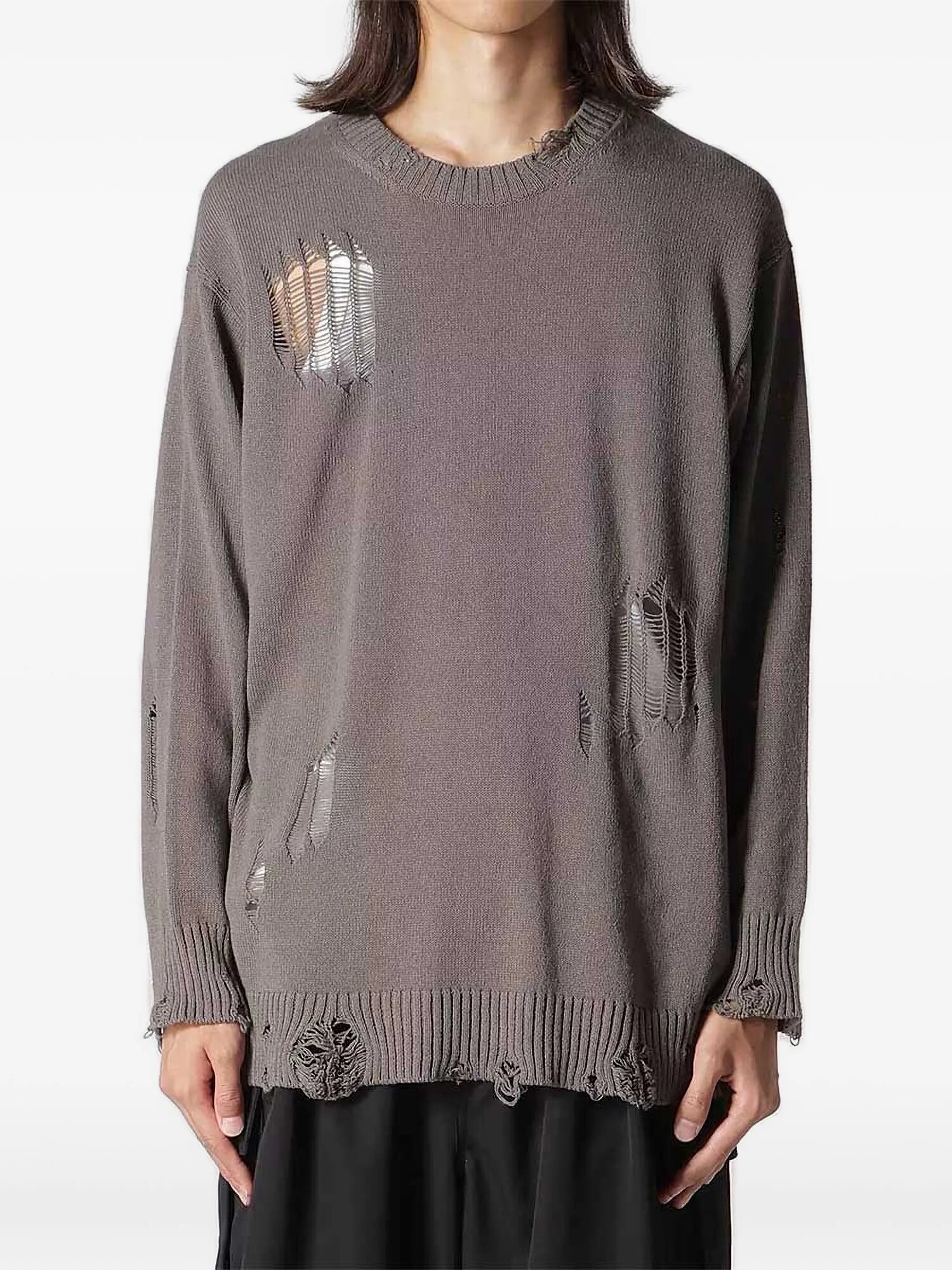 Свитер Yohji Yamamoto Distressed crew-neck sweater, размер 50, , grey — фото 1