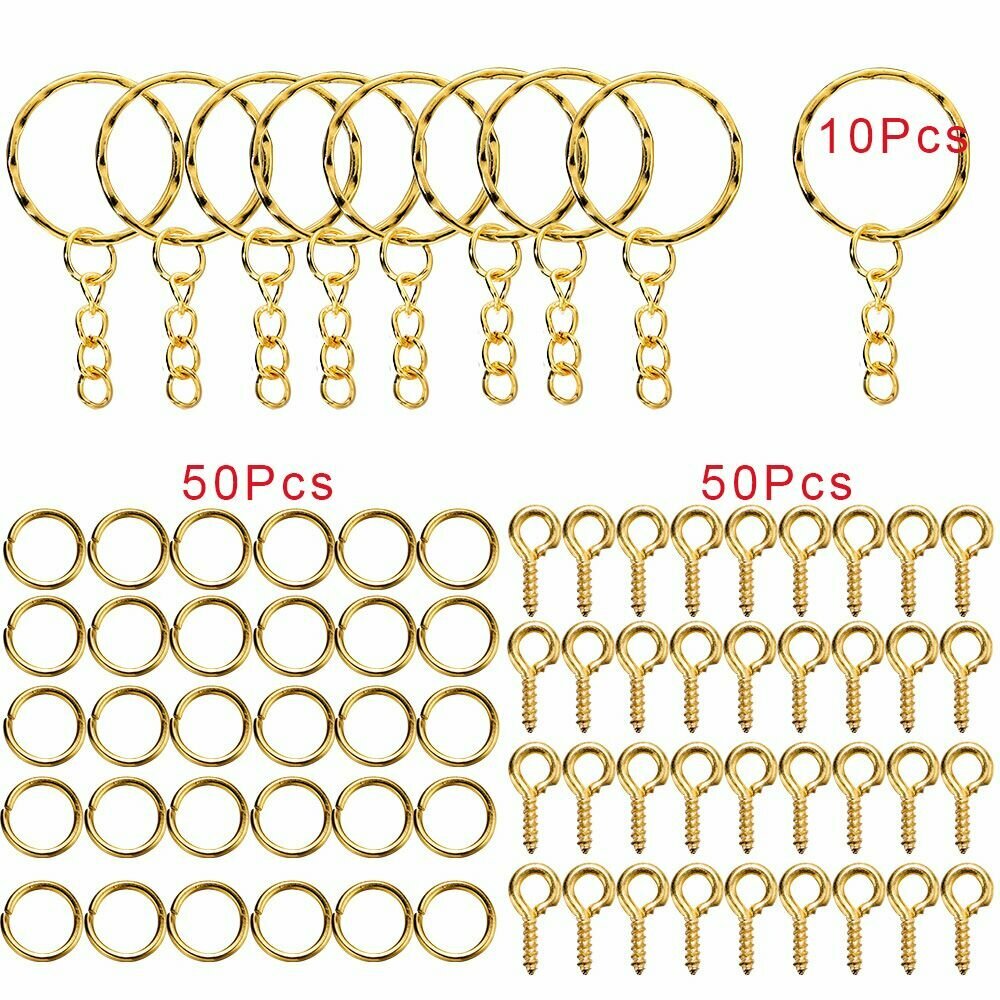 Фурнитура для брелков, кольца с цепочкой и соединительным кольцом, основа для брелока, 10 штук-