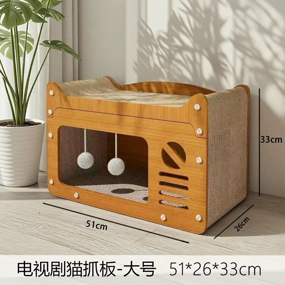 Двухэтажный котодом с когтеточкой и котовой гнёздой, универсальный для всех сезонов