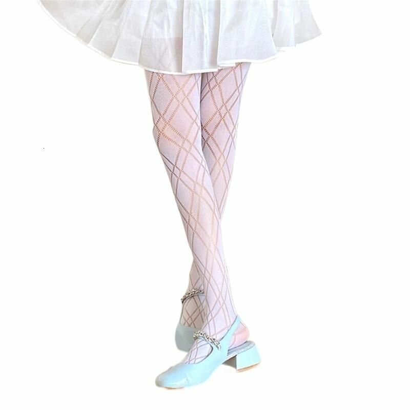 Женские колготки в сеточку, Белый