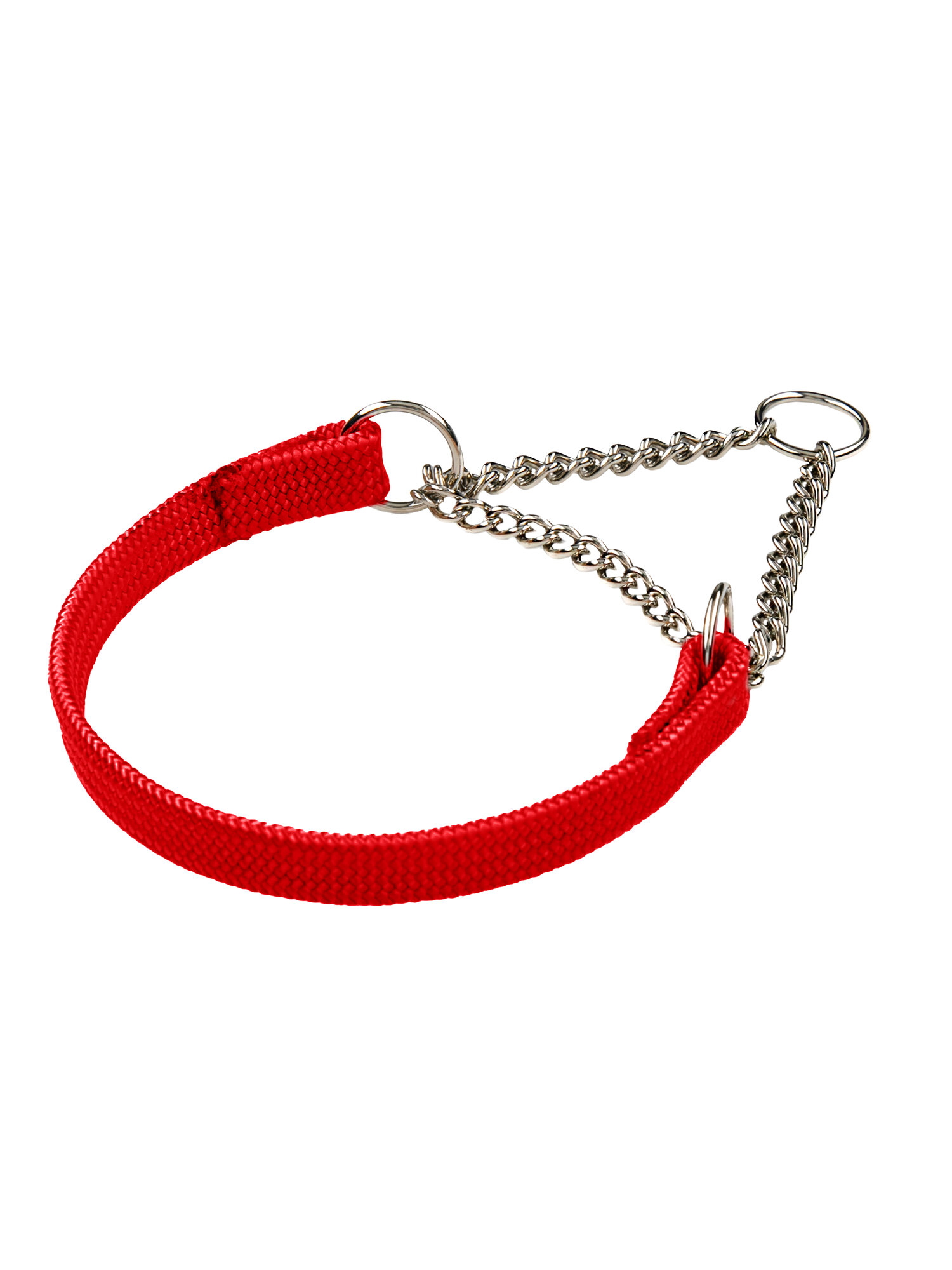 Ошейник-полуудавка для собак ZooOne (лента-чулок) 10мм (18-25см) с цугом (никель) красный, 75-1040